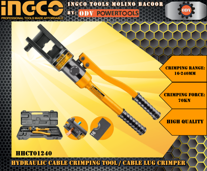 Ingco HHCT01240 Hydraulic Crimping Tool 70KN 16-240mm Crimping Range ...