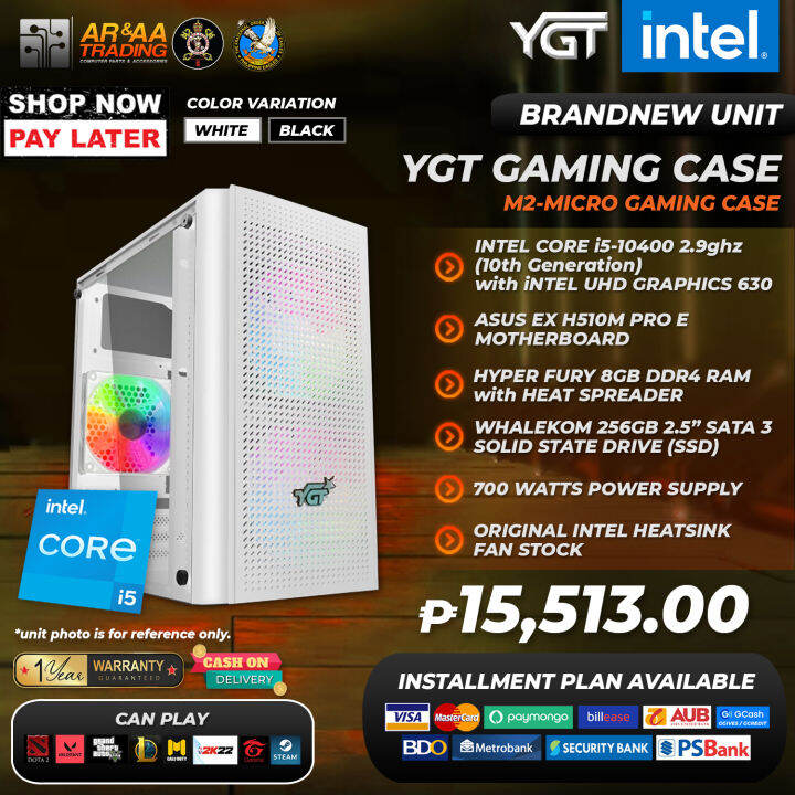 BRANDNEW System Unit CPU YGT M2 Micro Gaming Case-Intel Core i5 10400 2 ...