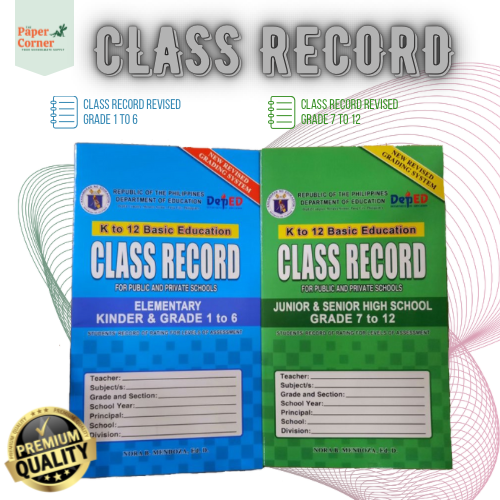 CLASS RECORD REVISED NOTEBOOK/SCOOLREGISTER/GRADING SHEETS for TEACHERS ...