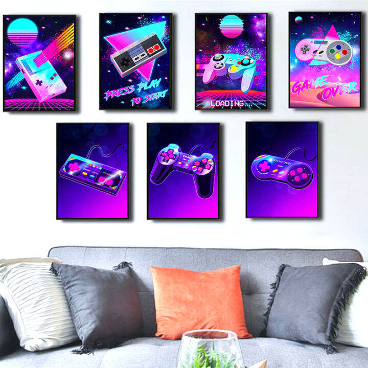 80s Neon R Nintendo Video Gaming Posters for Gamer VR Swith Game Teen ...