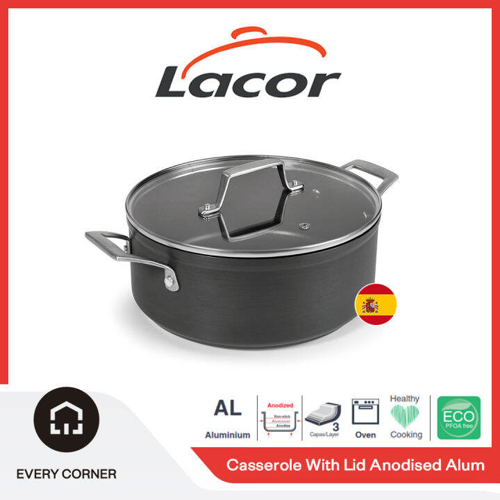 Lacor Fit Casserole with Lid Non-Stick, PFOA Free for Induction, Gas ...