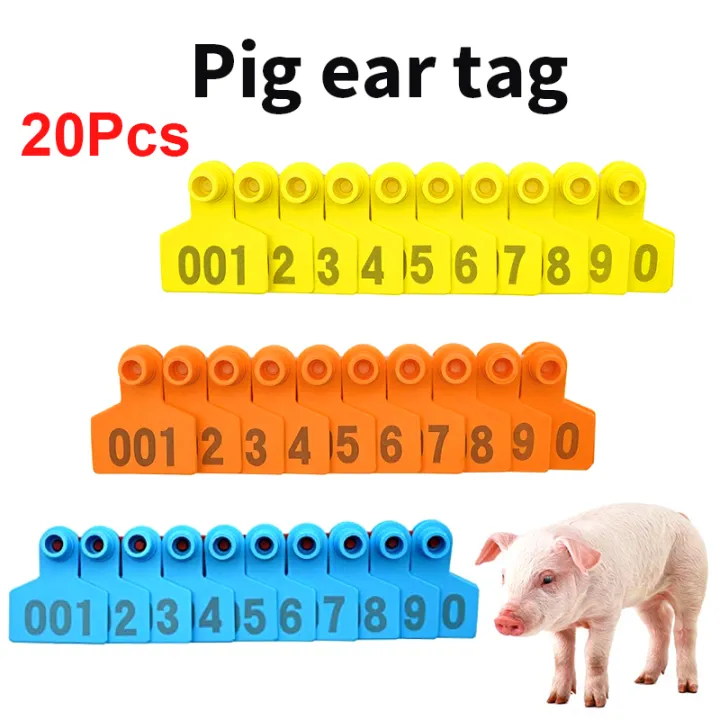 20 Sets Numbered Plastic Livestock Ear Tags for Cattle Pigs Calf Hogs ...