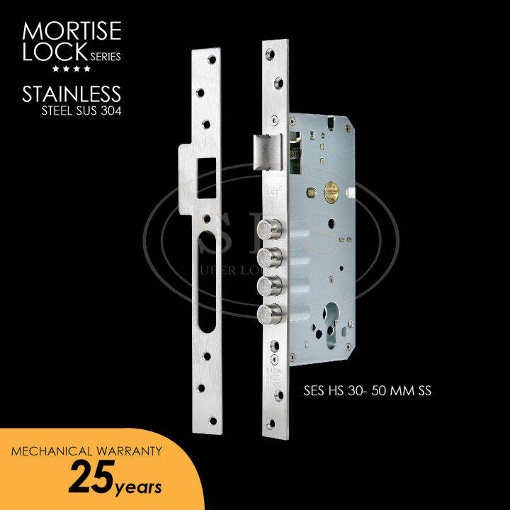 Mortise Lock SES - Body Kunci Pintu - Rumah Kunci SES HS 30 - 50mm SS ...