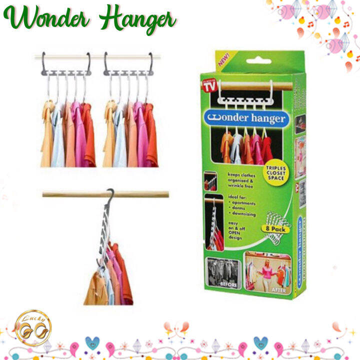GC Wonder Hanger Pack of 8 in White Magical Cascading Hangers Space ...