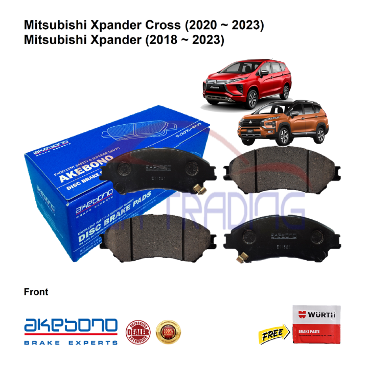 Genuine Akebono Front Brake Pads for Mitsubishi Xpander (2018-2023), Xpander Cross (2020-2023) w ...