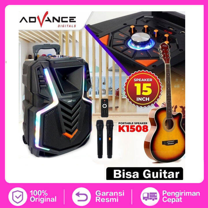 SPEAKER BLUETOOTH PORTABLE ADVANCE K1508 Ukuran 15 inch - Mic 2 Pcs ...