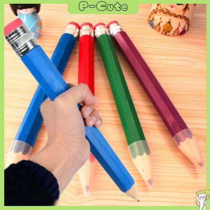 P-CUTE Wooden Fun Gift Novelty Toy With Eraser Huge Pencil For Painter ...
