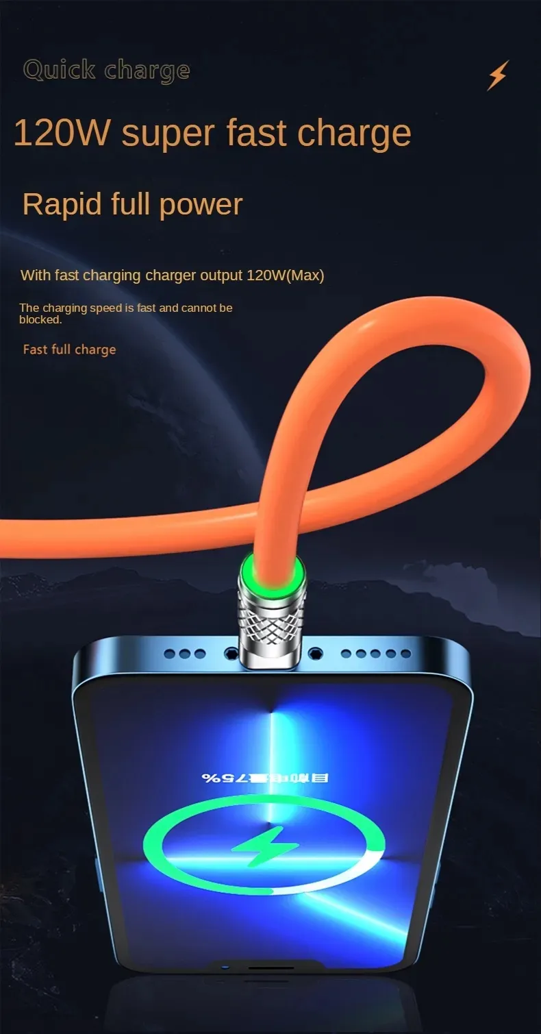 รับประกัน 1 ปี สายชาร์จ3in1 ชาร์จเร็วสุด 120W สาย usb 120W 6a Super Fast Charge PD ประเภท C ...