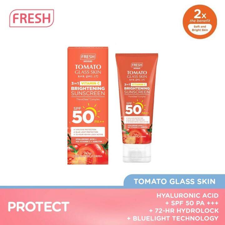 Fresh Skinlab Tomato Glass Skin 10x Vitamin C Serum Sunscreen SPF 50 PA ...