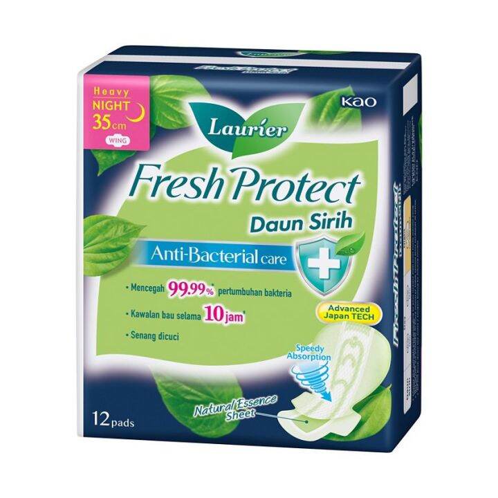 Laurier Fresh Protect Nightsafe Daun Sirih (12S X 35cm) | Lazada