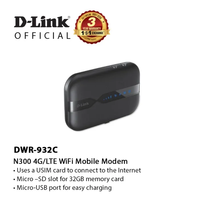 D-Link DWR-932C N300 4G/LTE WiFi Mobile Modem Router (H/W : E1) | Lazada PH