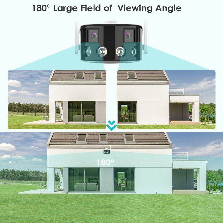 8MP 4K Dual Lens Ultra Wide Angle 180° Wifi IP Camera Outdoor 4MP Full ...