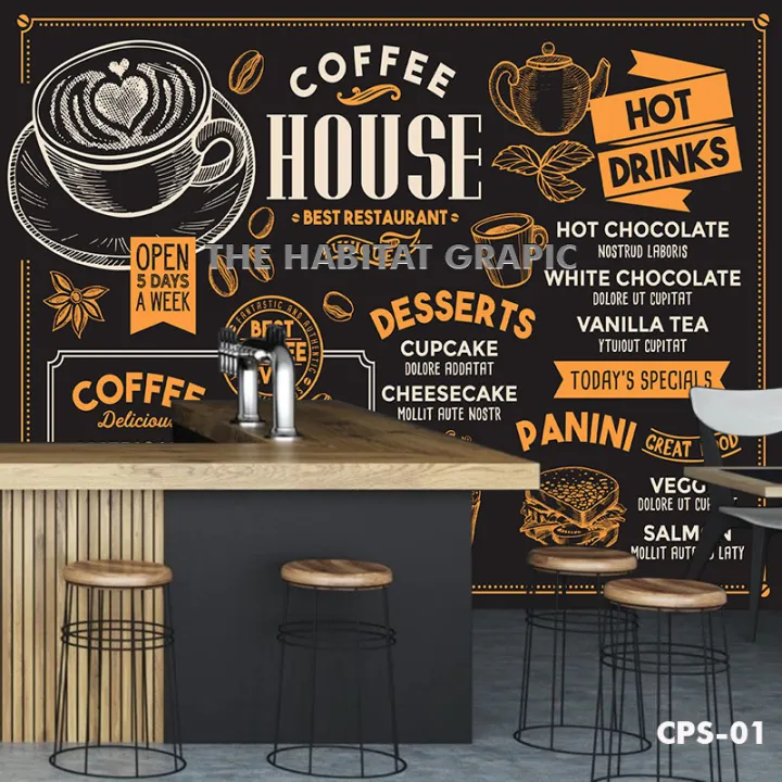 PUSAT CETAK WALLPAPER DINDING CAFE KEKINIAN WALLPAPER COFFEESHOP 3D ...