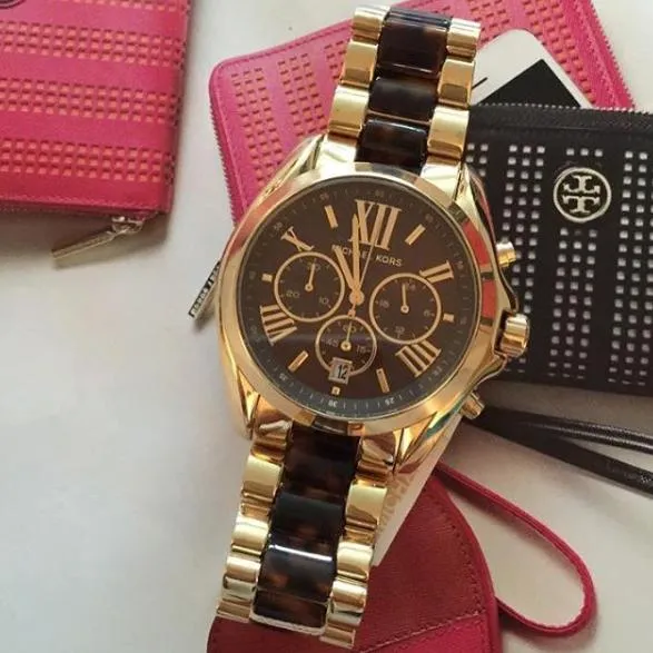 Michael Kors MK5696 Bradshaw Chronograph Tortoiseshell Women's Watch ...