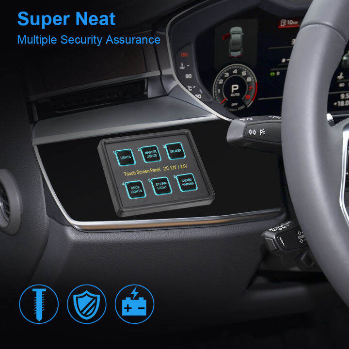 6 Gang LED Switch Panel DC 12V/24V Slim Touch Circuit Control Panel Box ...