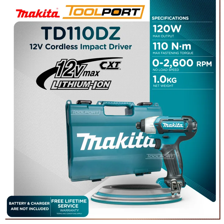 Makita TD110DZ Cordless Impact Driver 111 N·m (970 in·lbs) ) 12V with ...