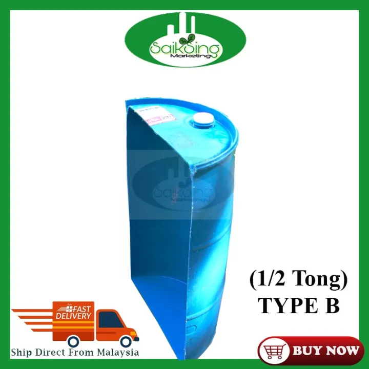 Half Cut 200Liter / Tong Drum / Tong Plastik Biru / Plastic Blue Drum ...