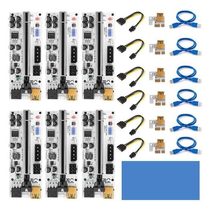 6 Pack VER010-X PCIE Riser 1X to 16X USB3.0 Graphic Extension for BTC ...