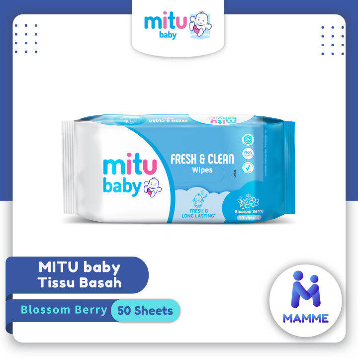 Mitu Baby Tisu Basah Wipes BIRU SATUAN / Tissue Basah Bayi Blue 50s ...