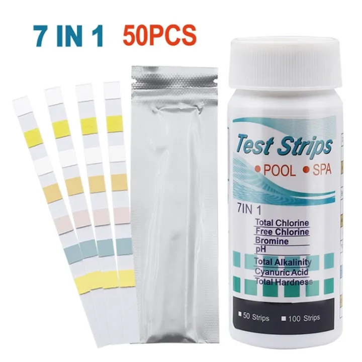 7 Way Swimming Pool Testing Strip Kit for Chlorine Bromine Alkalinity ...