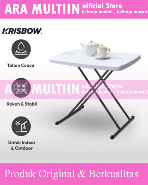 KRISBOW meja lipat portabel adjustable ukuran 76x50x35-71.5 cm | Lazada ...