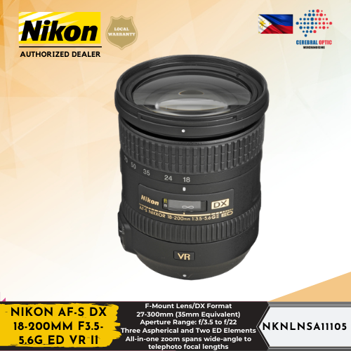 Nikon AF-S DX NIKKOR 18-200mm f/3.5-5.6G ED VR II Lens - Cerebral Optic Merchandising | Lazada PH