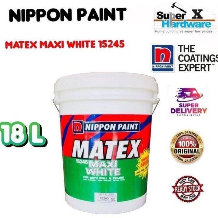 18L Nippon Matex Maxi White 15245/Emulsion Paint/Cat Putih/Wall Paint | Lazada