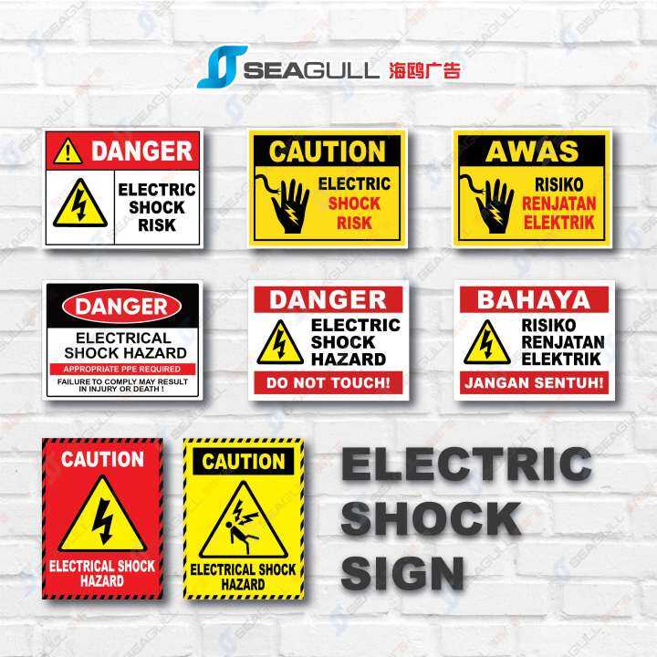 Electric Shock Risk Sign/ Electric Hazard Sign/ Papan Risiko Renjatan ...