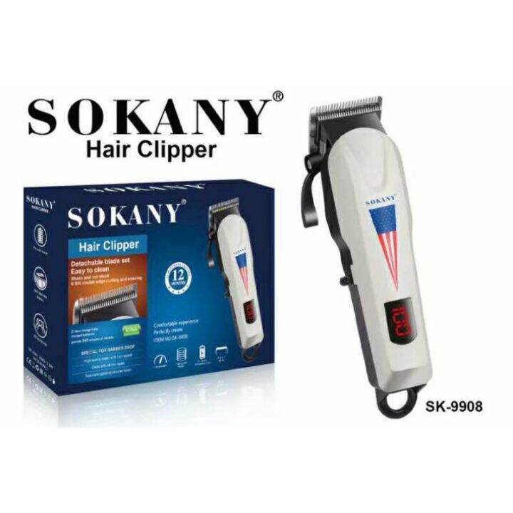 Sokany Professional LED Electric Rechargeable Hair Trimmer Cordless ...