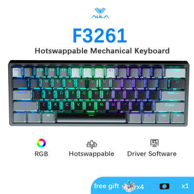 AULA 61 Keys Hot-swappable RGB Backlit Mechanical Keyboard Detachable ...