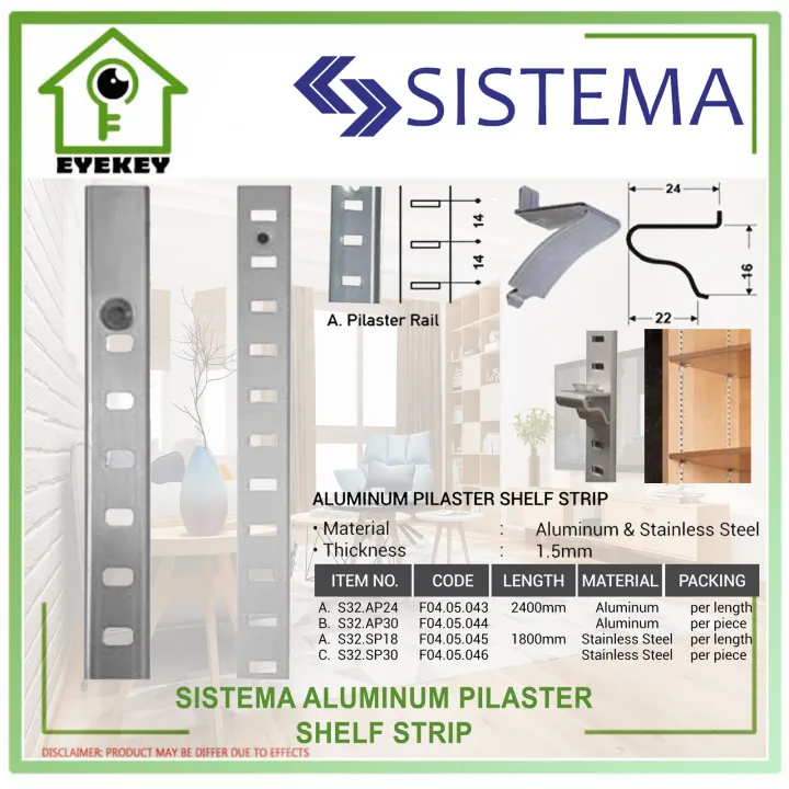 SISTEMA ALUMINUM PILASTER SHELF STRIP | Lazada PH