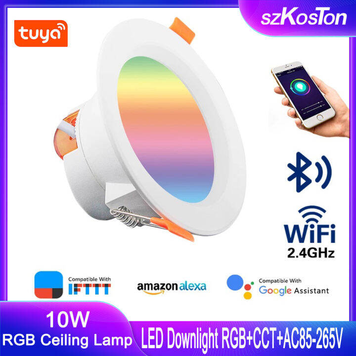 10W LED Downlight Tuya Smart Life Bluetooth Control RGB โคมไฟเพดานหรี่แสงได้ในร่มทำงานร่วมกับ ...