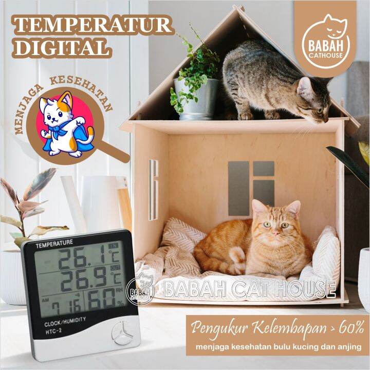 ALAT PENGUKUR DIGITAL Termometer Suhu Ruang Kelembapan Kandang kucing ...