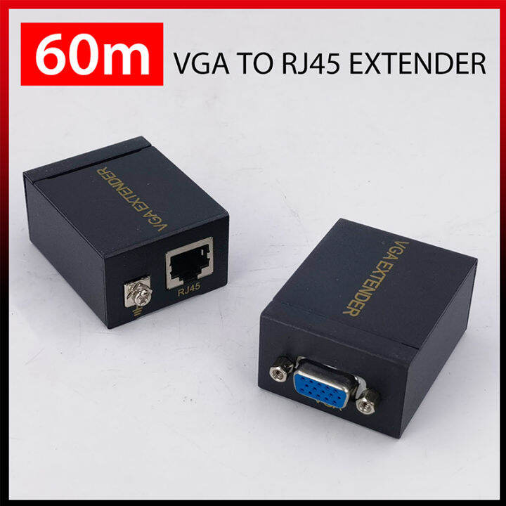 VGA to RJ45 Signal Extender 60M Amplifier Converter Over CAT-5E/6 ...