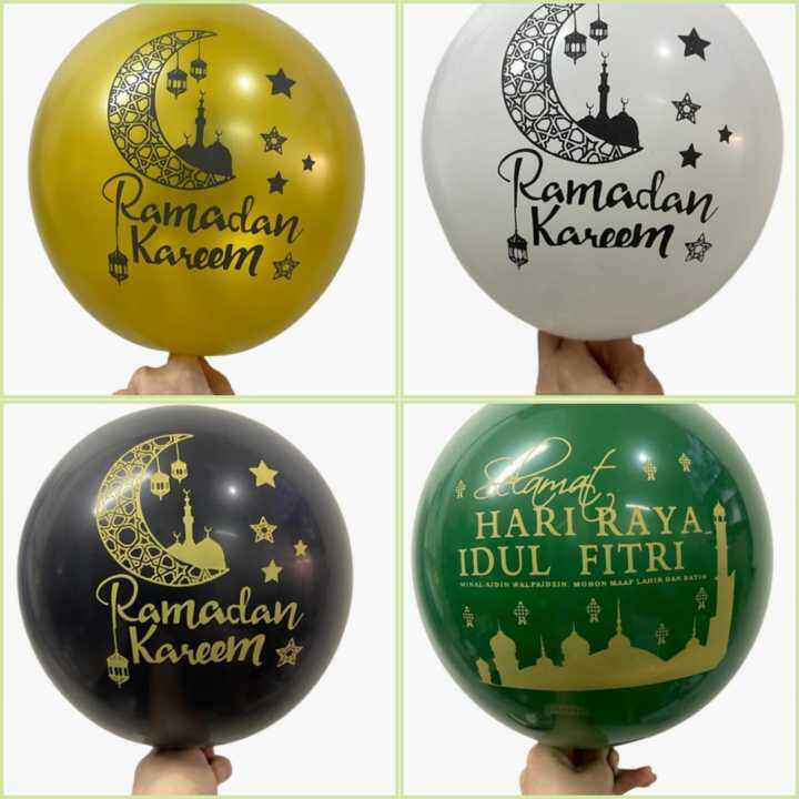Balon Latex Idul Fitri RAMADHAN KAREEM Lebaran Eid Mubarak 10 Pc ...