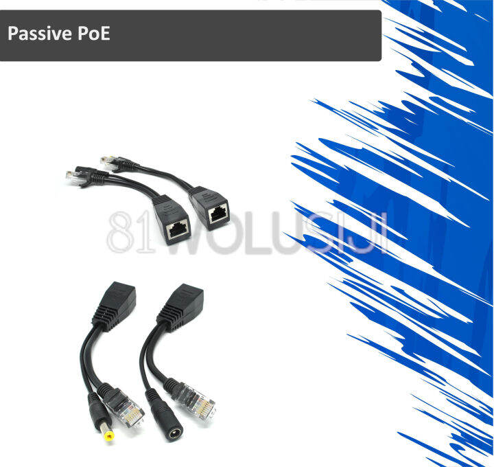Passive PoE (Power Over Ethernet) Cable with Male & Female Power Plug ...