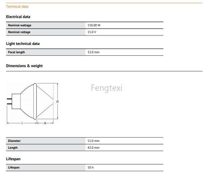 Compatible for OSRAM HLX 64634 EFR 15V 150W Cold Light Source Bulb for ...