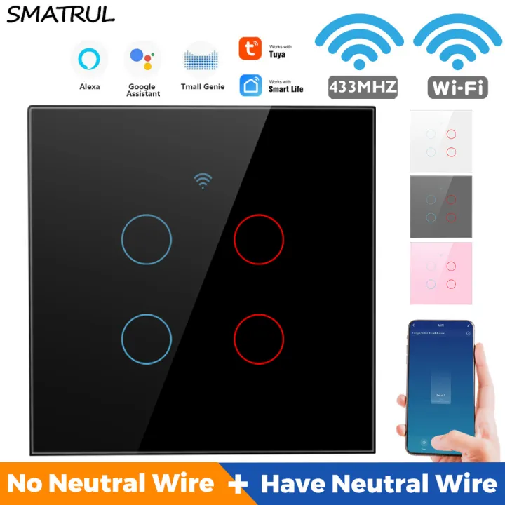 SMATRUL WiFi Switch, No need neutral wire, Smart Wall Light switch with ...