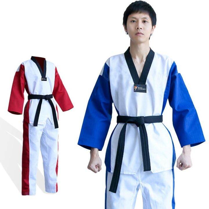 High Grade Black Red Blue Kids Taekwondo TKD Uniform Training Karate ...