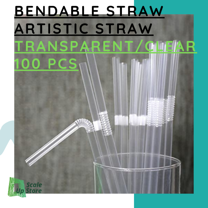 Bendable Straw - Transparent (100 PCS PER PACK) Clear Artistic Straw ...