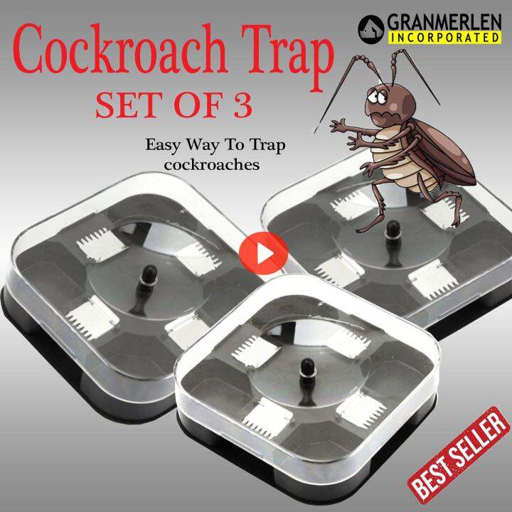 Set of 3 Roach Killer, Non-Toxic Cockroaches Trap Reusable & Physical ...