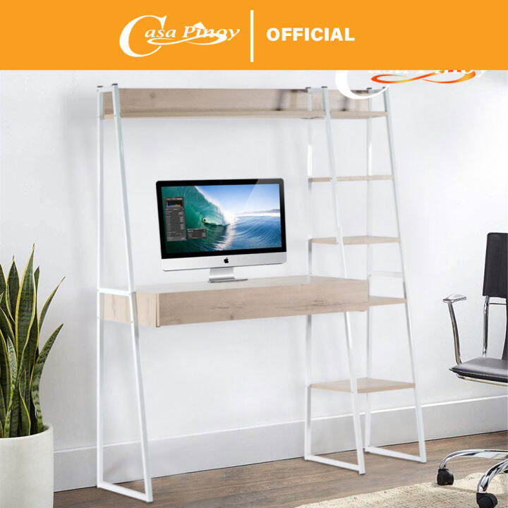 Casa Pinoy Ladder Desk , Office Table Hutch & Light Wood With White ...