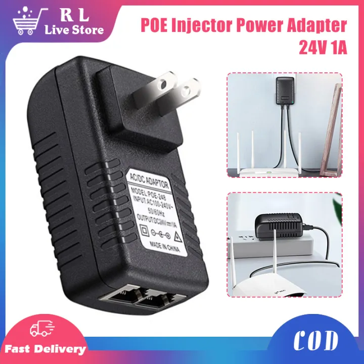 PoE Power Supply 24V 1A POE Injector Ethernet Adapter or CCTV Security ...