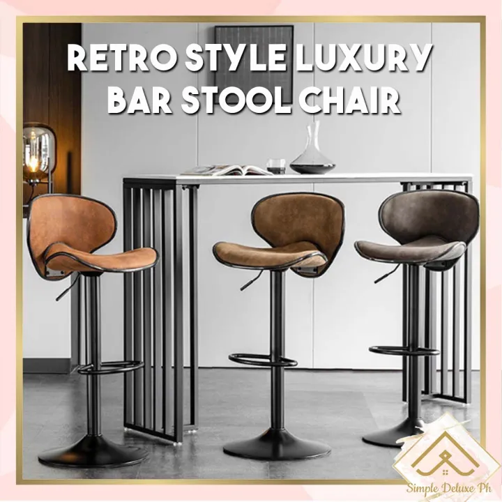 SIMPLE DELUXE PH Retro Style Luxuxy Bar Stool Chair Modern Swivel Bar ...