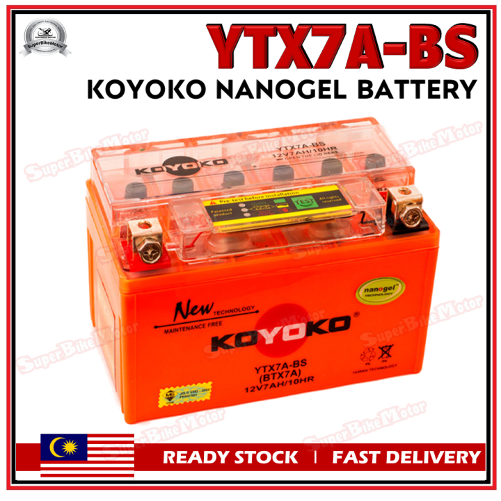 YTX7A-BS KOYOKO Nanogel Battery / Gel Motorcycle Maintenance Free ...