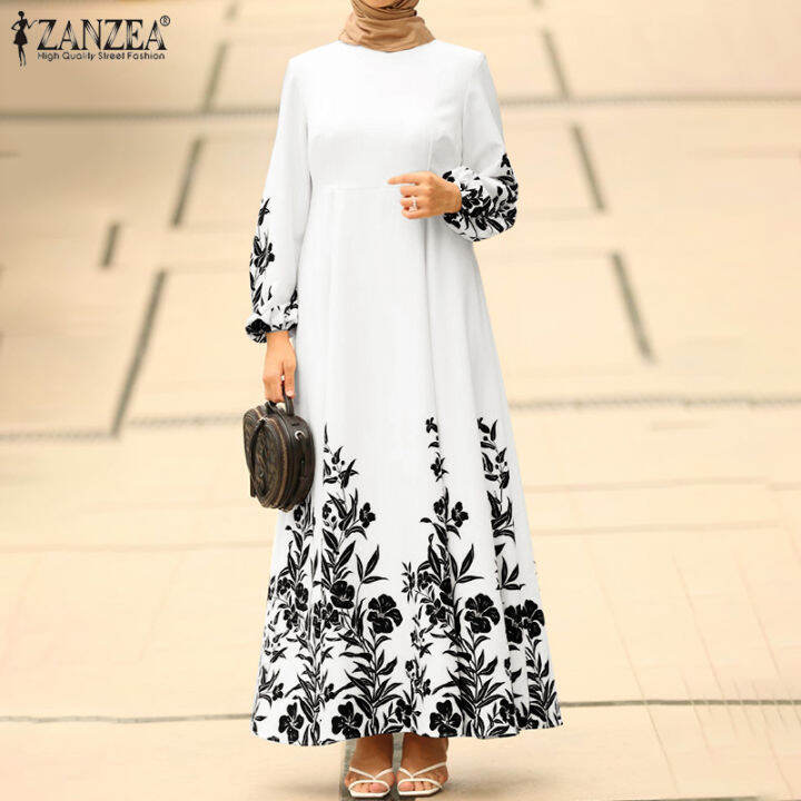 Hijabfab Zanzea Muslimah Women Baju Muslim Abaya Dress Long Sleeve
