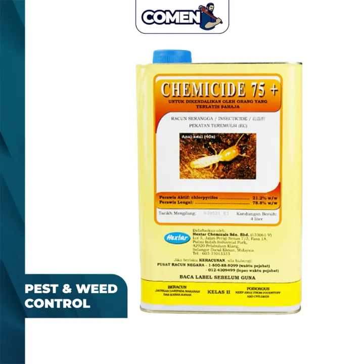 HEXTAR Chemicide 75+ 4 Liter Chlorpyrifos 21.2% Termite White Ant ...
