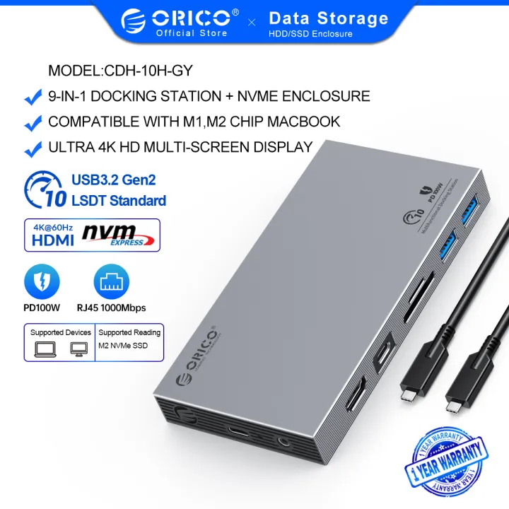 Docking Station, ORICO 10 in 1 4K Display USB C Docking Station ...