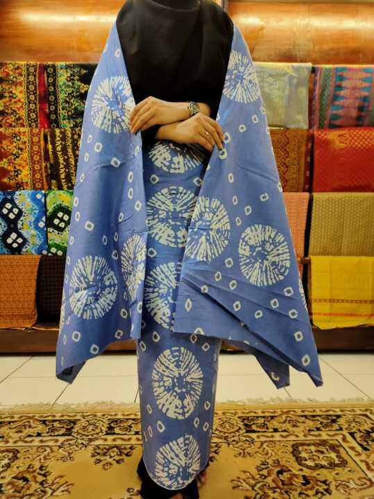 Kain Jumputan Set Khas Palembang Biru Putih | Lazada Indonesia
