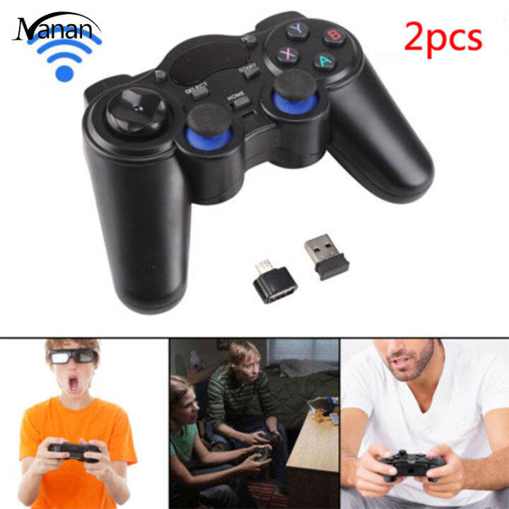 2 Pcs 2.4G Wireless Game Controller Gamepad Joystick for PS3 Android TV ...